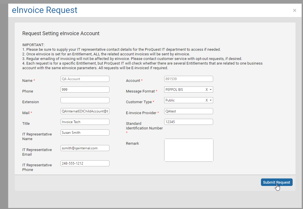 EDI Invoice Set Up Request Instructions