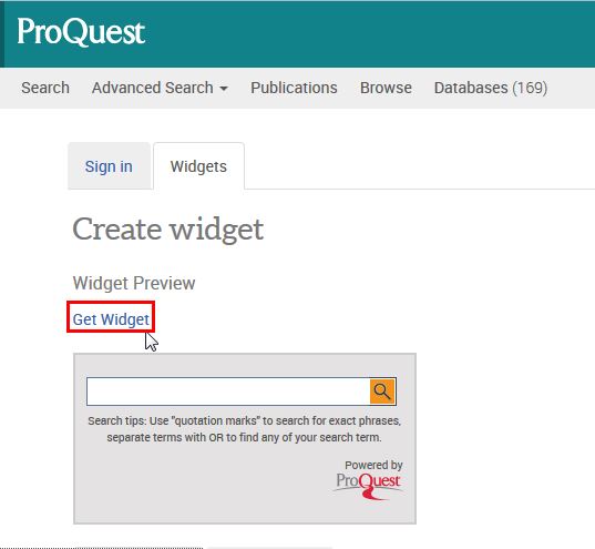 Creating a ProQuest Search Widget