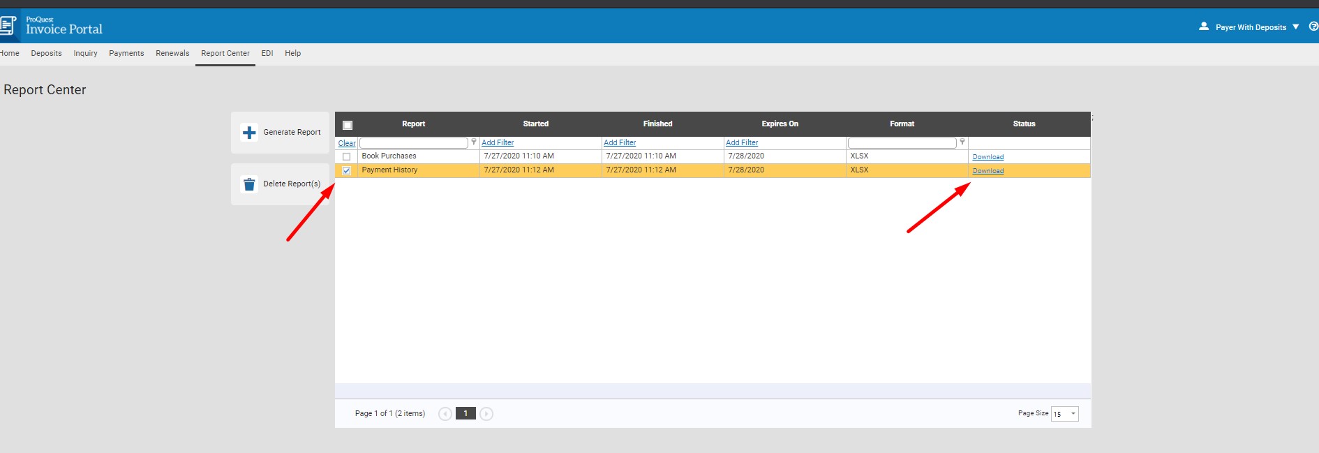Invoice Portal Reports