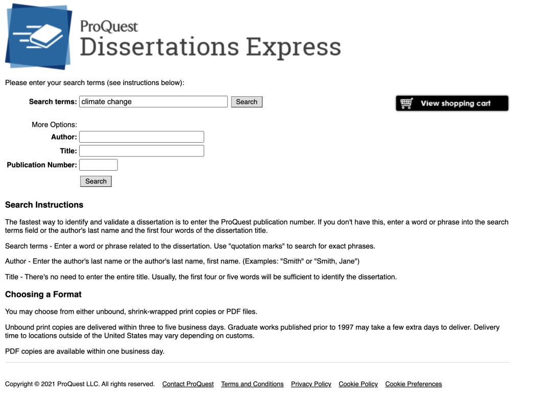 Dissertations & Theses: Placing An Order