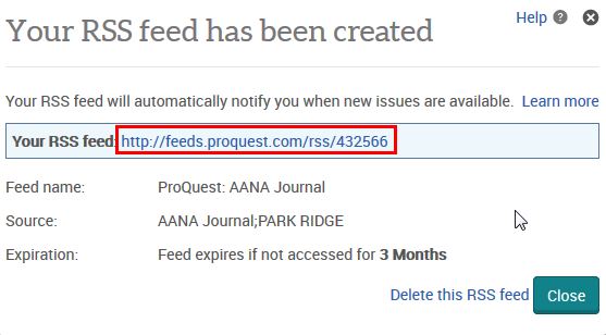 Setting up RSS Feeds from ProQuest
