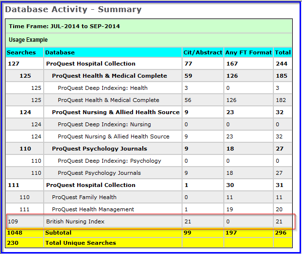 Explaining How To Read Database Activity Summary Usage Report