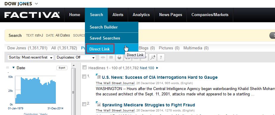 Direct Link To A Publication In Factiva