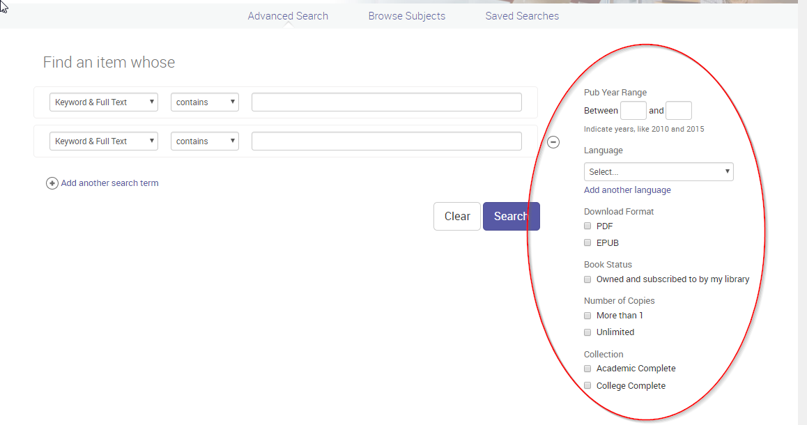 Ebook Central Advanced Search