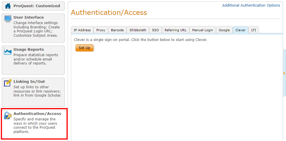 ProQuest Administrator Module Overview - Authentication/Access