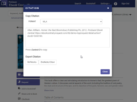 How do I cite an ebook from Ebook Central?
