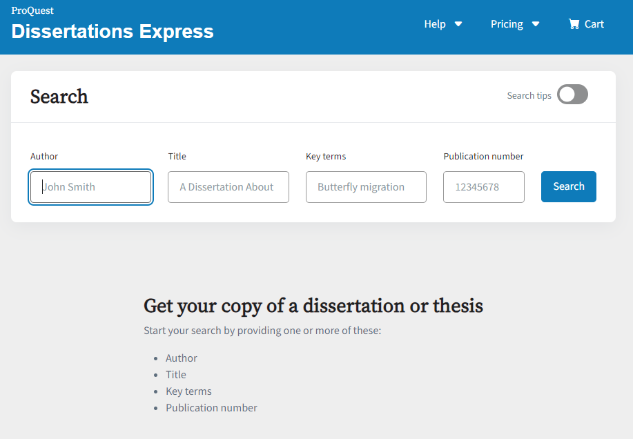 Dissertations & Theses: Placing An Order