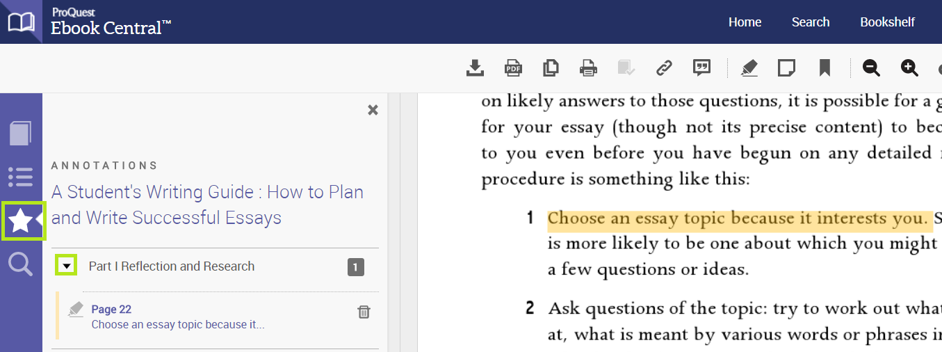 Ebook Central: Highlighting Text in an Ebook and Adding Annotation Notes