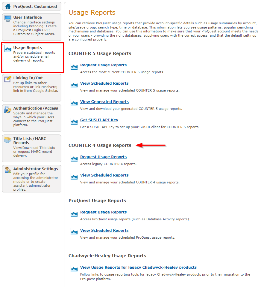 ProQuest Administrator Module Overview - Usage Reports