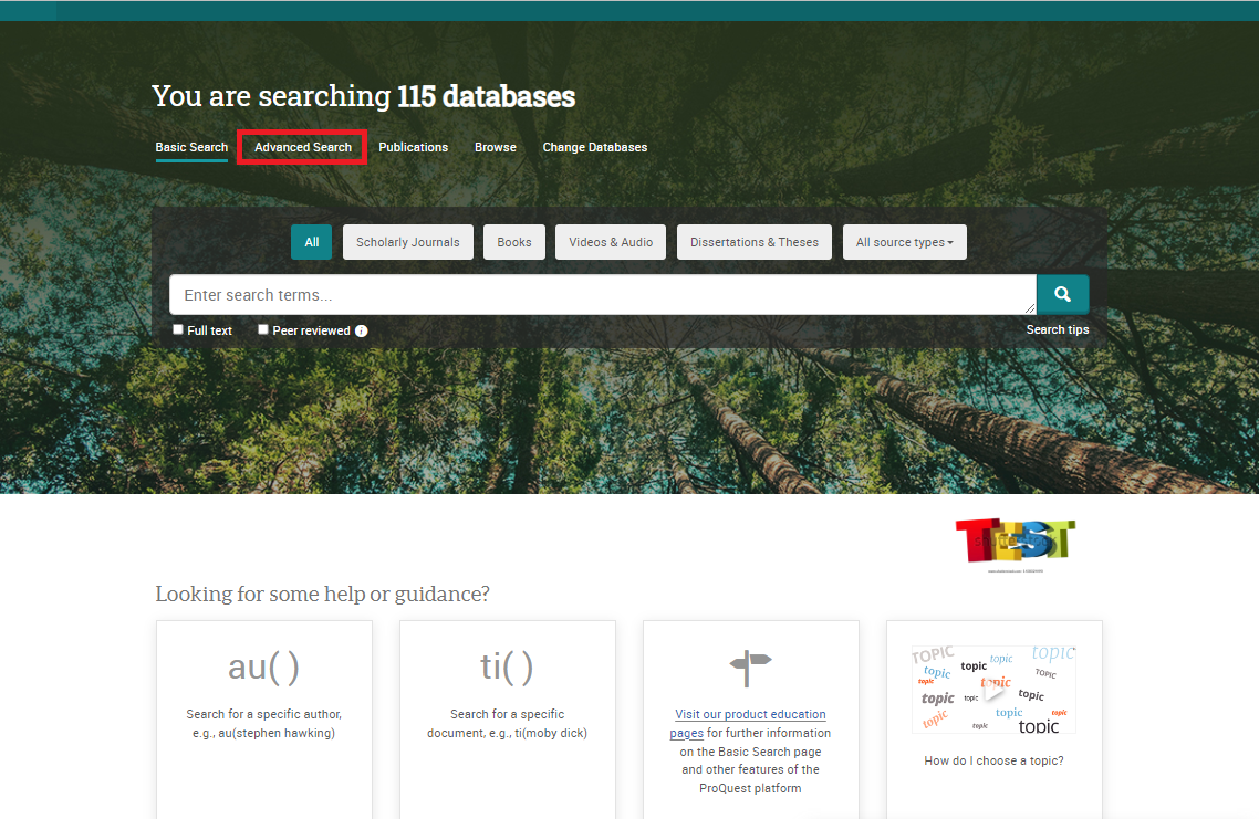 ProQuest Platform Advanced Search