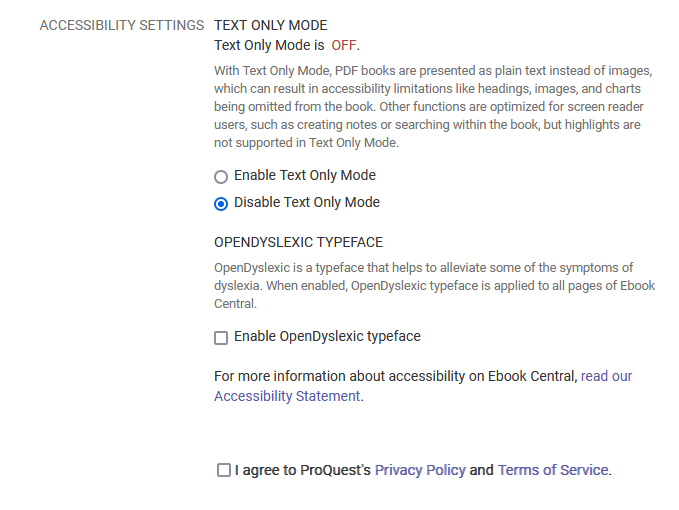 How To Turn Text Only Mode On (or Off) on Ebook Central