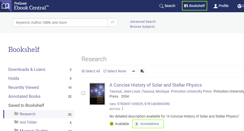 Ebook Central: Highlighting Text in an Ebook
